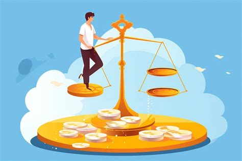Premium Vector Man Standing Balance Scale Weighing Gold