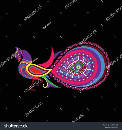 Greeting Beautiful Card Peacock Frame Peacock Stock Vector Royalty