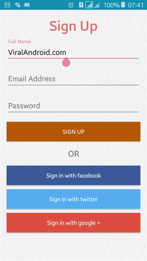 android material design sign up registration form xml ui design viral
