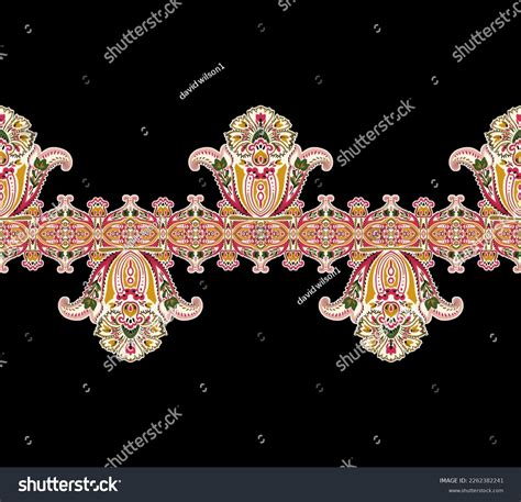 Traditional Asian Paisley Border Design Stock Illustration 2262382241