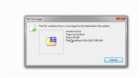 how to solve the file is too large for the destination file system in