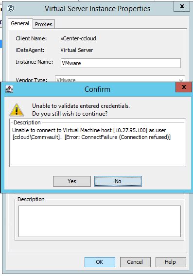 vcentre authentication failed community