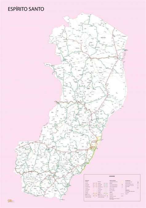 Mapa Digital Político Rodoviário Estado Do Espírito Santo 67 Cm