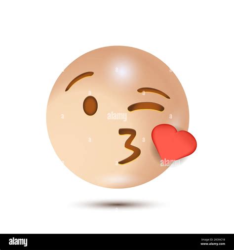 Blowing Kiss Funny Yellow Emoticon Emoji Isolated 3d For Emoticon