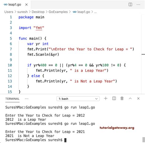 go program to check leap year