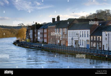 Row Of Mixed Period Buildings On The Banks Of The River Severn Bewdley