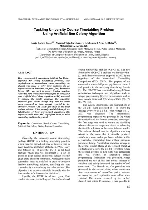 pdf tackling university course timetabling problem using artificial