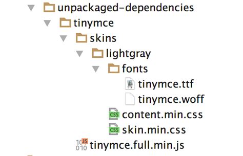 gruntjs how to include skins lightgray in tinymce grunt bundle