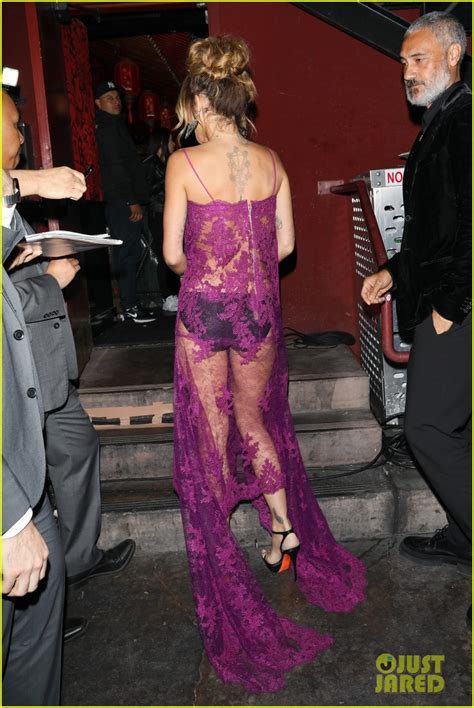 Rita Ora Wears Completely Sheer Lace Dress To Pre Golden Globes Party