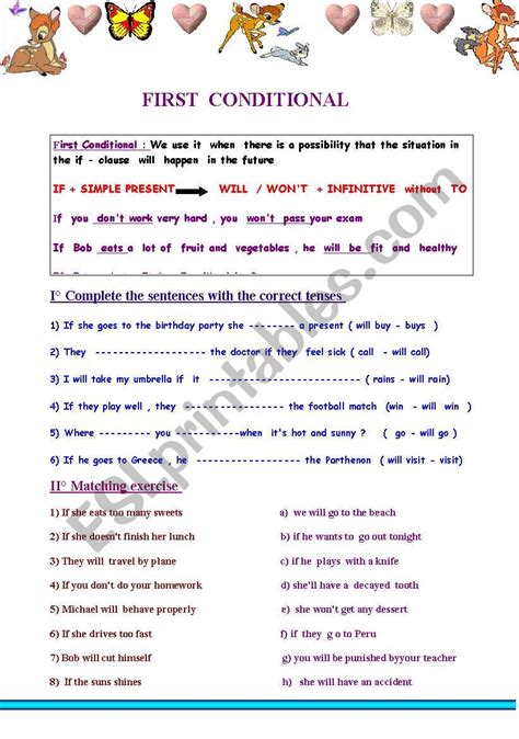 First Conditional 6 Varied Exercises Plus Funny Superstitions Esl