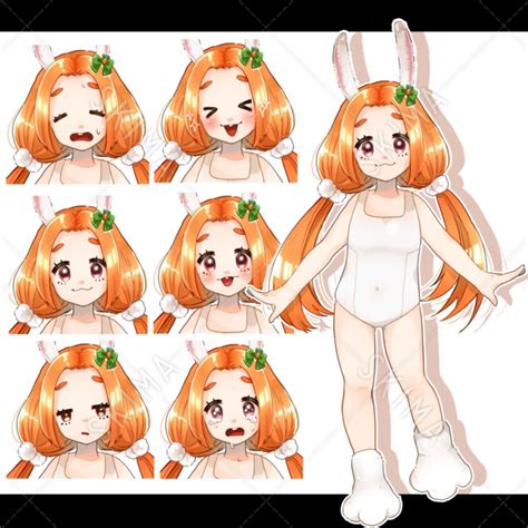 うさみみ少女全身立ち絵（表情差分6種） スキマ イラスト依頼・キャラ販売ならskima