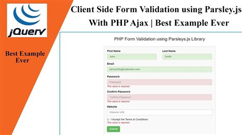 client side form validation using parsley js with php ajax