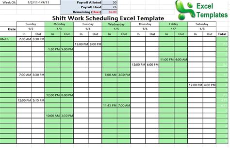 Excel Template Shift Schedule