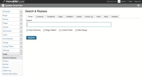 using the filtering interface in the movable type administrator