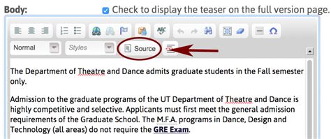 using a rich text editor college of fine arts web instruction