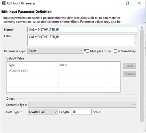 sap bw on hana input parameters in sap hana