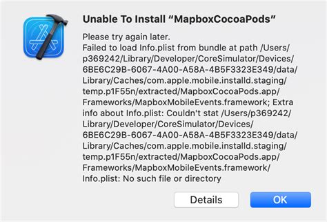 missing info plist in mapboxevents framework error with