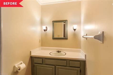 before and after a 100 mini makeover packs this bland bathroom with