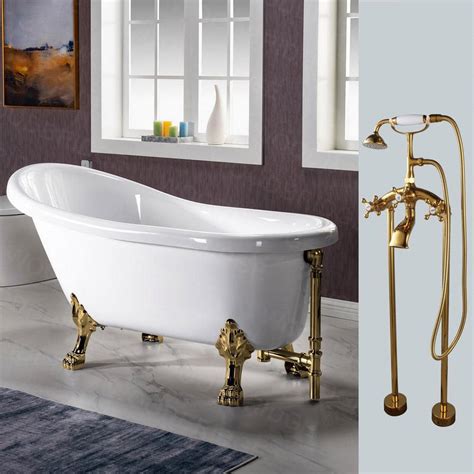 Woodbridge Helena 59 In Heavy Duty Acrylic Slipper Clawfoot Bath Tub