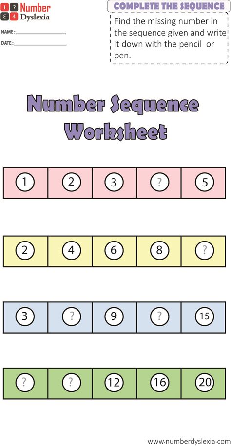 free printable number sequencing worksheets [pdf] number dyslexia