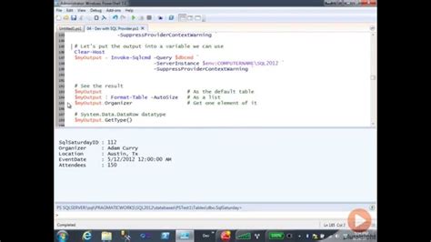 invoke sqlcmd cmdlet in sql server with powershell youtube