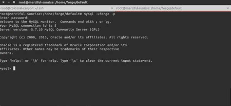 mysql failed connect to database on laravel forge with workbench