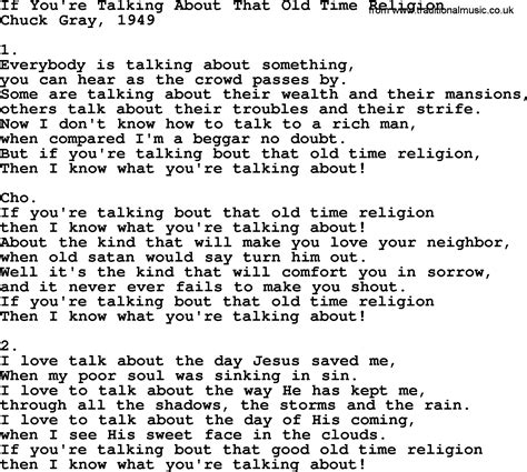 If Youre Talking About That Old Time Religion Apostolic And
