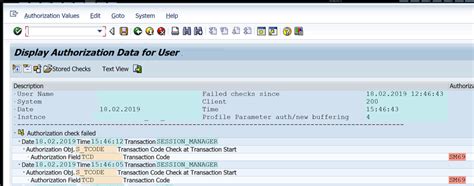 check sap transaction authorisation data using su53