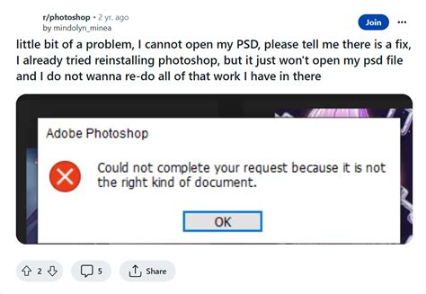 how to fix psd file not opening in photoshop solved
