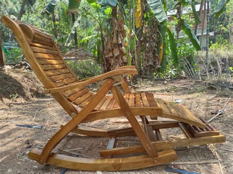 Amber Polished Solid Wood Folding Rocking Chair At Best Price In