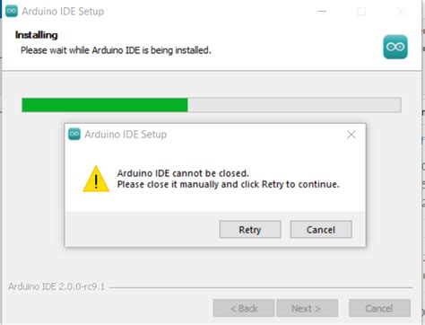 ide update or uninstall fails with arduino ide cannot be closed error