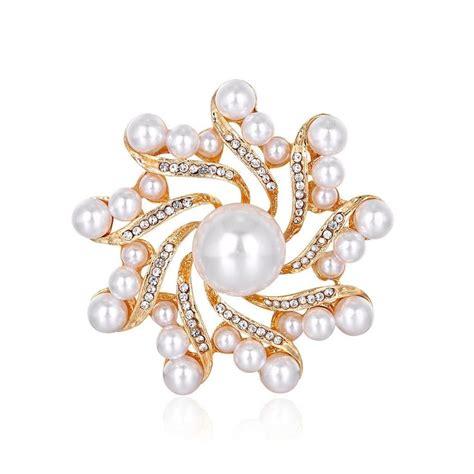 Fashion Crystal Pearl Flower Brooch Jewelry Broaches Sparkling
