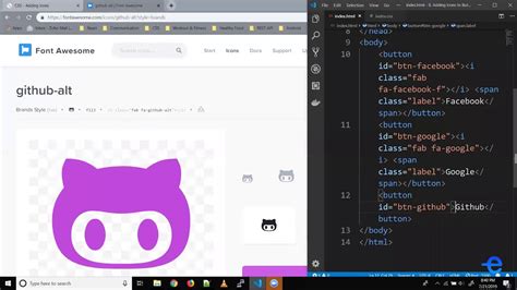 css adding icons youtube
