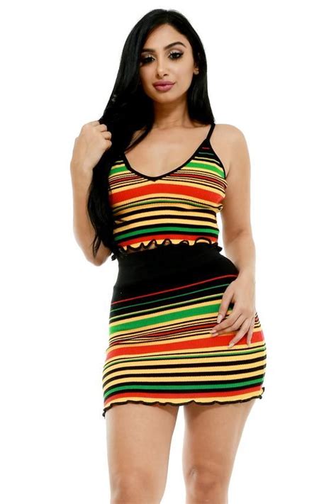 Jamaica Rasta Clothing Crop Skirt Set Club Rasta Dress Free Etsy