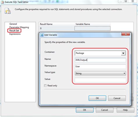 result set xml ssis sultro
