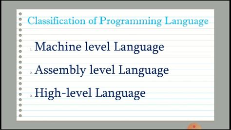 classification of programming language machine level assembly level
