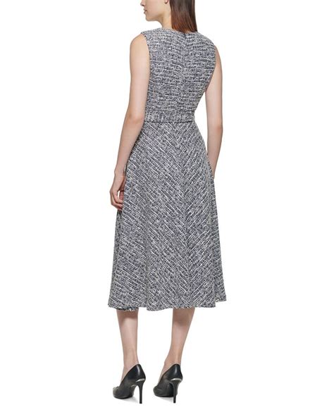 Calvin Klein Tweed Belted Midi Dress Macys