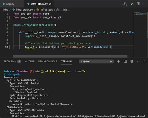 define aws infrastructure in python with aws cloud development kit