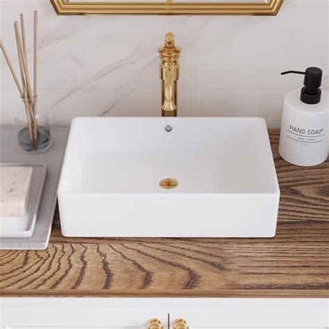Deervalley 20 X 14 White Rectangle Ceramic Vessel Sink Modern