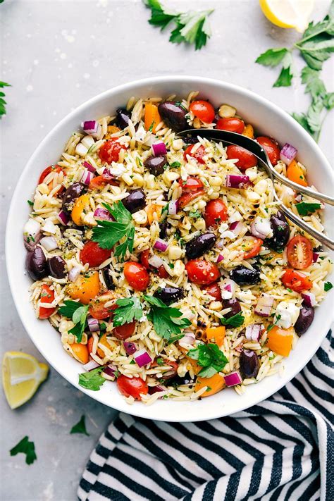 A Mediterranean Inspired Orzo Pasta Salad With Fresh Cherry Tomatoes