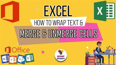 excel how to wrap text and merge and unmerge cells youtube