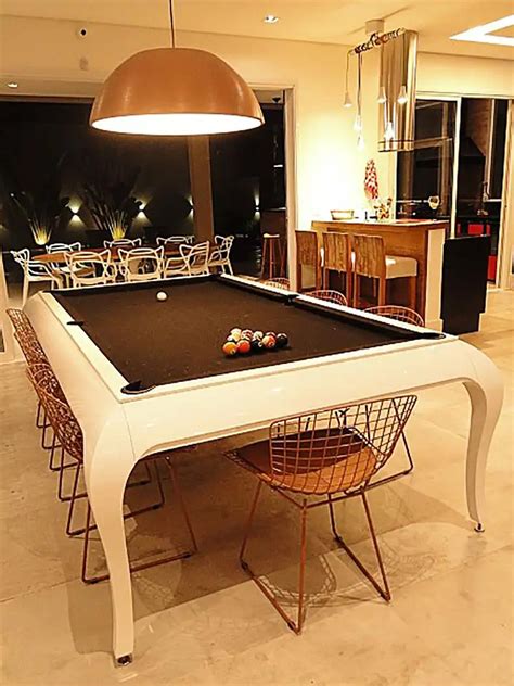 Modern Luxury Pool Table With Dining Top In Lacquer Customizable