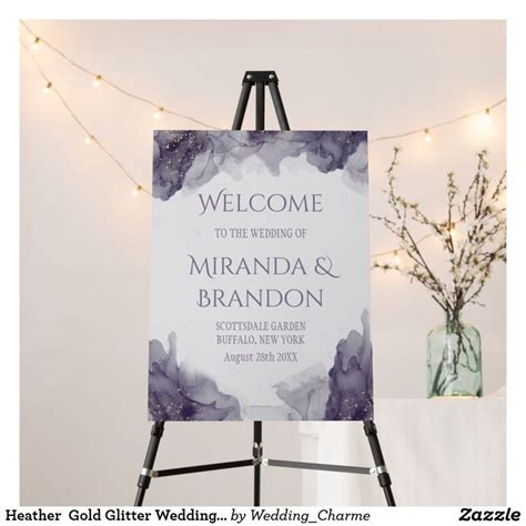 Heather Gold Glitter Wedding Welcome Sign Zazzle Wedding Welcome