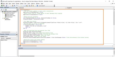 how to display file open dialog in vba