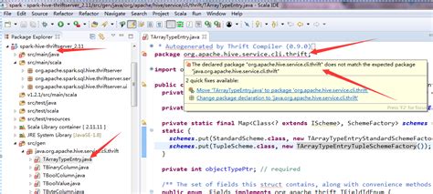 the declared package rvice cli thrift does not