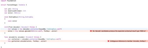 swift how to confirm codable protocol in structure that have nserror