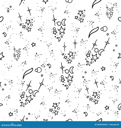 Seamless Doodle Pattern With Stars And Moons Stock Vector
