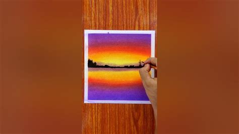 How To Draw A Sunset Scenery Drawing With Soft Pastels Shorts
