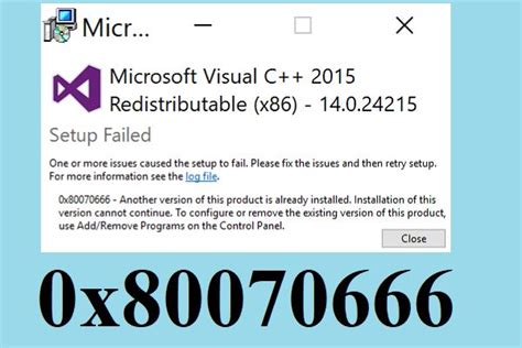 fixed microsoft visual c installation error 0x80070666 microsoft