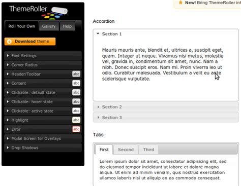 themeroller herramienta para crear interfaz con jquery